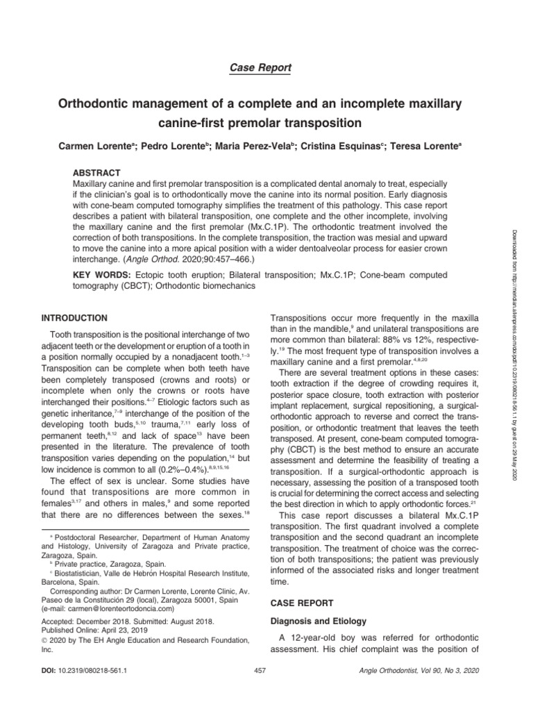 Orthodontic Management of A Complete and An Incomplete Maxillary Canine ...