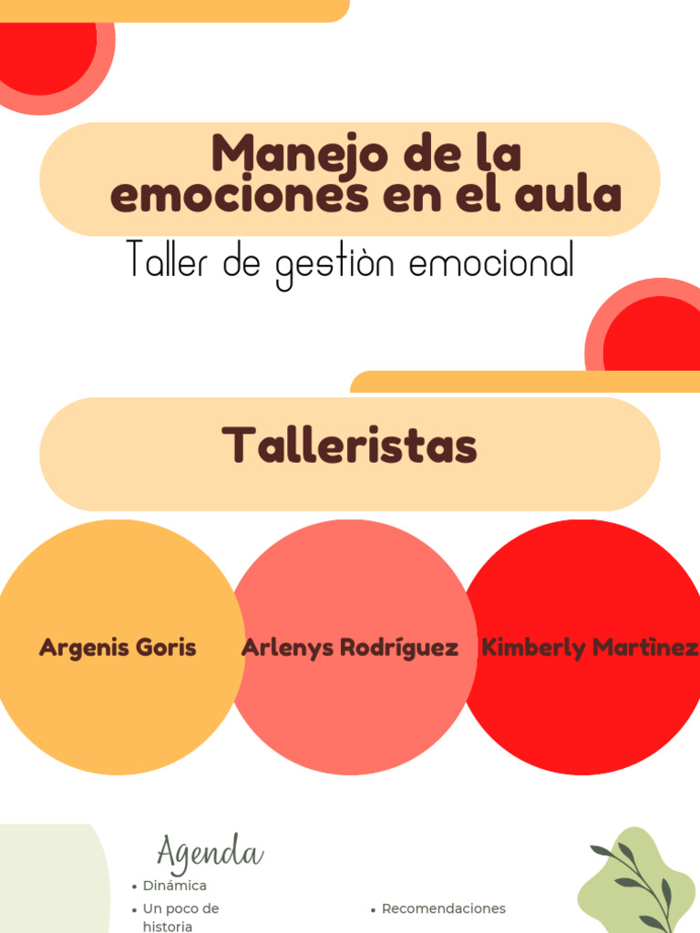 Diapositiva Taller Manejo De Las Emociones En El Aula Pdf Las