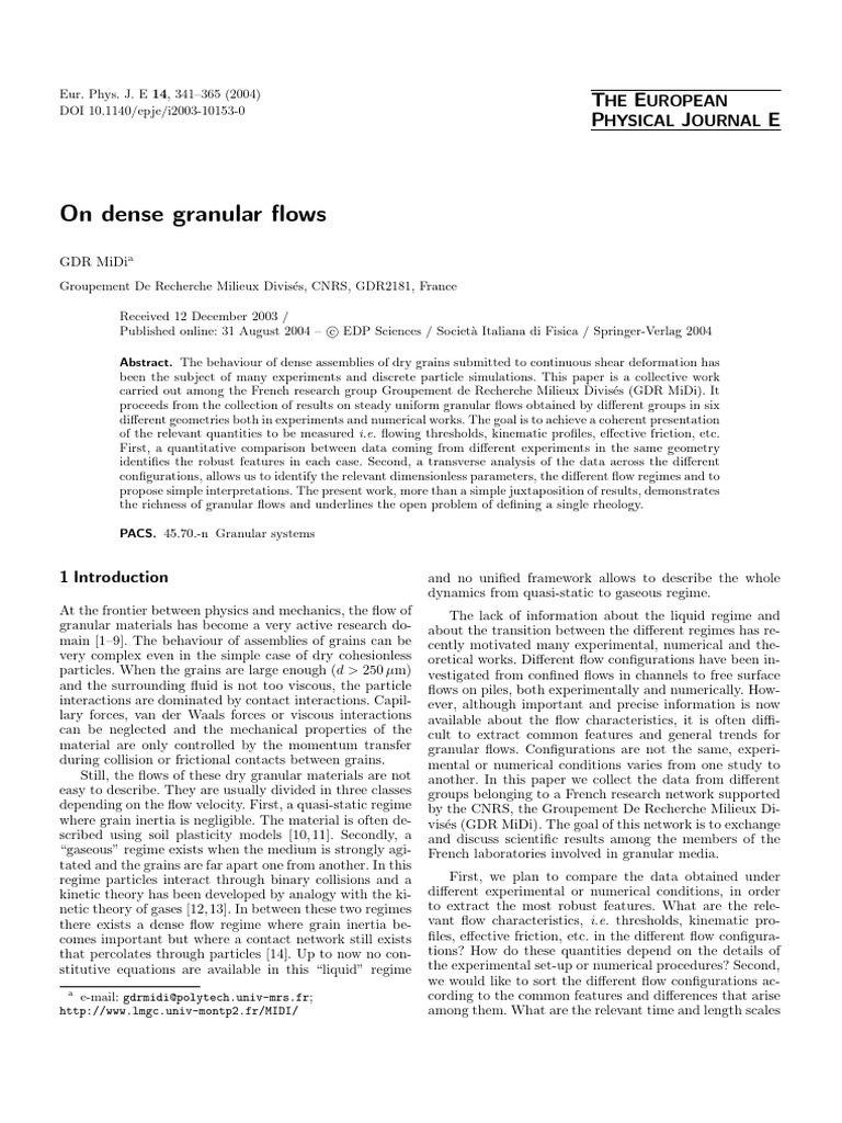 Granular Flow Dynamics Analysis | PDF | Shear Stress | Viscosity