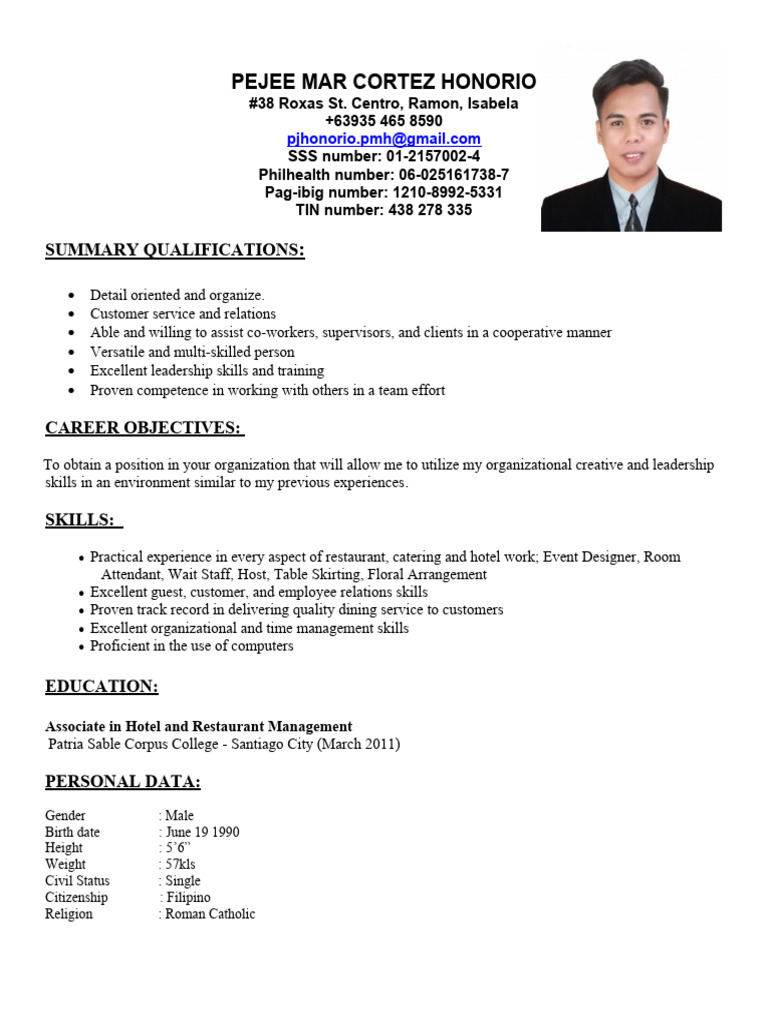 Resume New | PDF | Waiting Staff | Restaurants