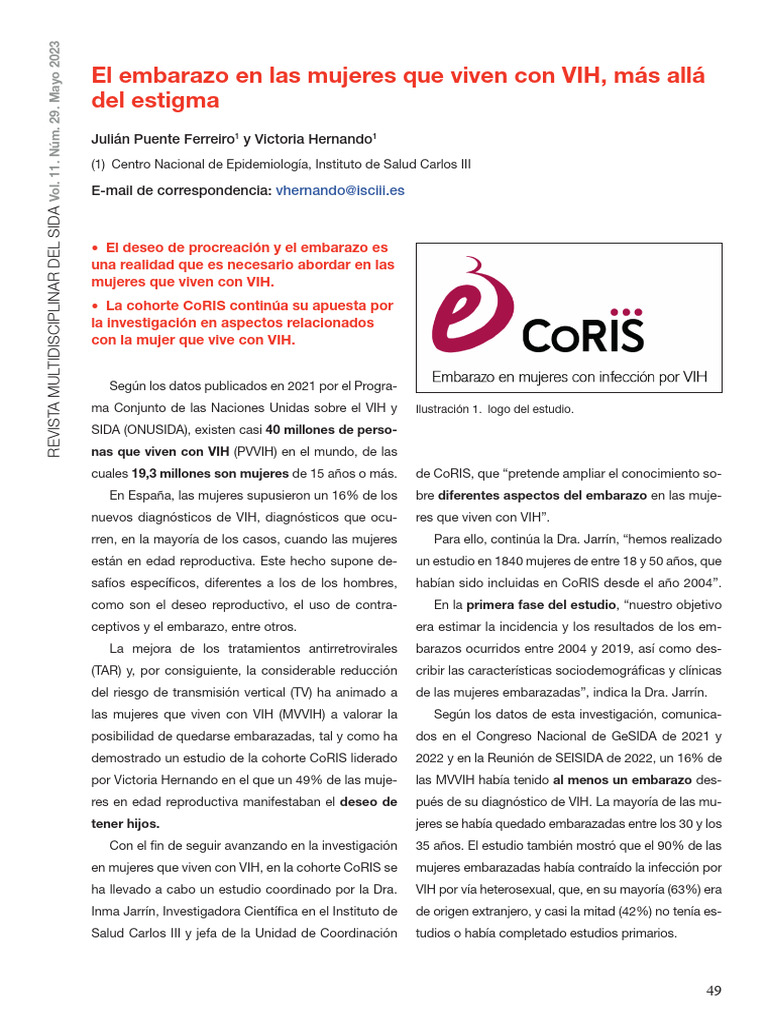 Embarazo en mujeres con VIH: estudio CoRIS | PDF | VIH | El embarazo