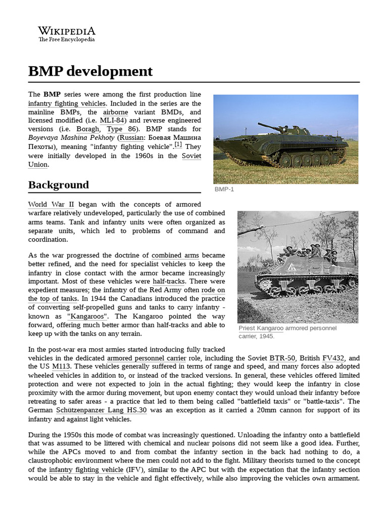 BMP Development | PDF | Military Vehicles | Armoured Fighting Vehicles