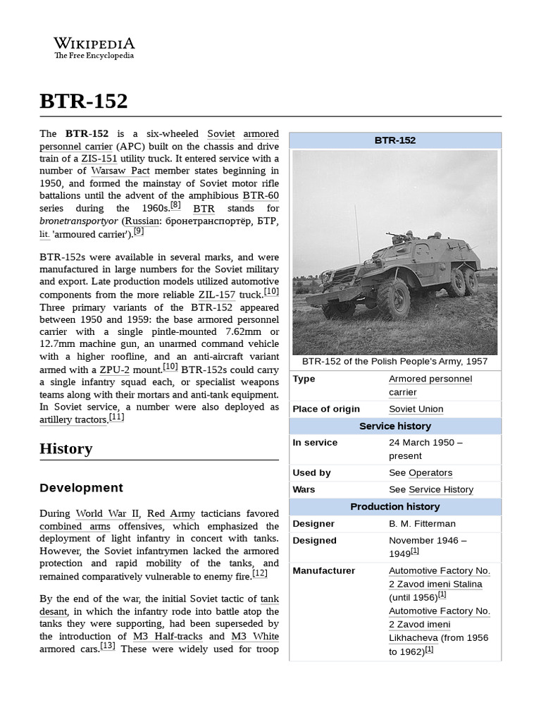 BTR 152 | PDF | Manufactured Goods | Military Vehicles