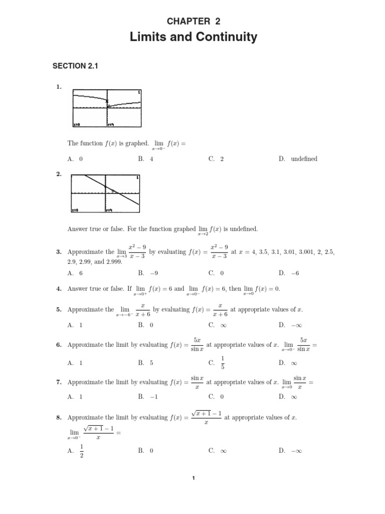 Limits and Continuity: Section 2.1 | PDF | Trigonometric Functions | Function (Mathematics)