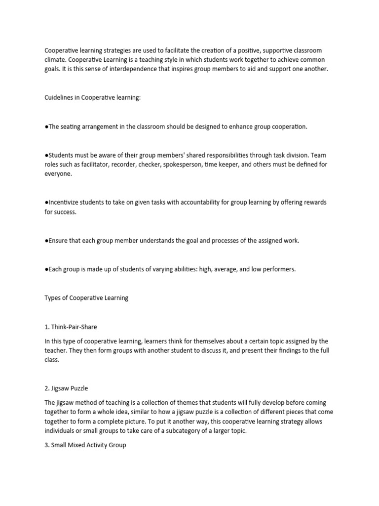 Cooperative Learning | PDF | Learning | Education Theory