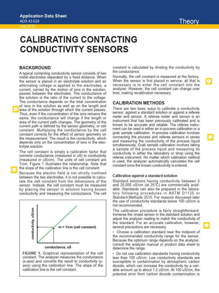 Conductivity Sensor Calibration Guide | PDF | Calibration | Sensor