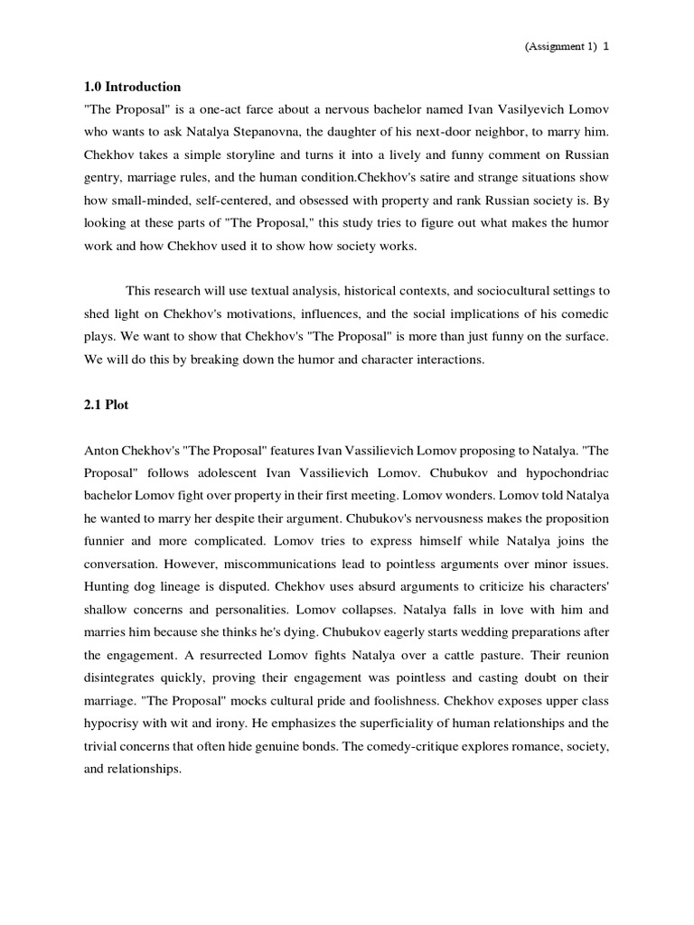 Anton Chekhov's The Proposal Summary | PDF | Narration | Anton Chekhov