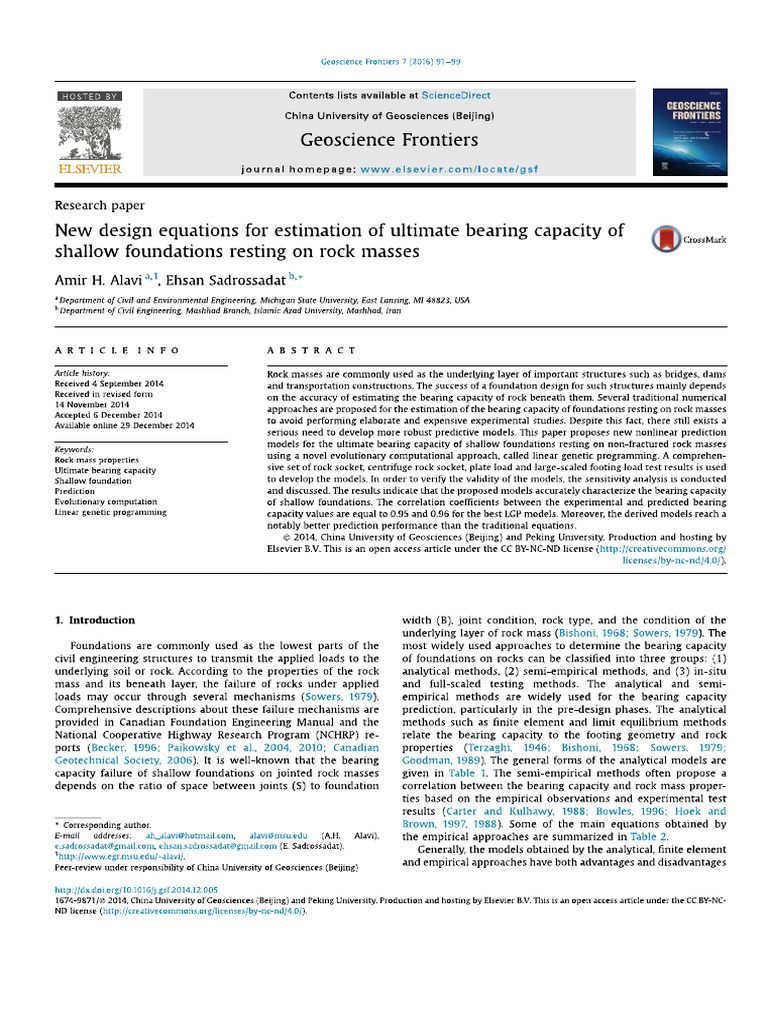 Alavi and Sadrossadat (2014) New design equations for estimation of ...