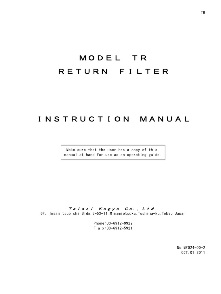 TR Manual | PDF | Valve | Screw