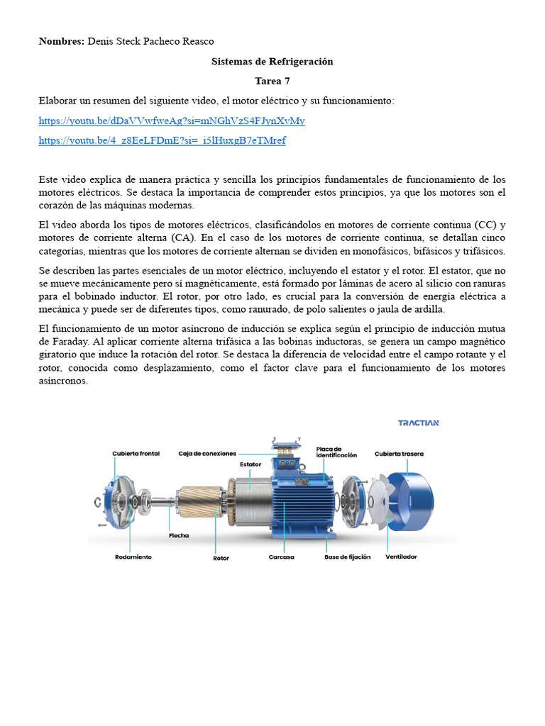 TAREA 7 | PDF | Motor eléctrico | Ingenieria Eléctrica