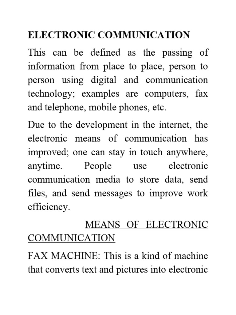 Electronic Communication Overview | PDF | Telephone | Communication