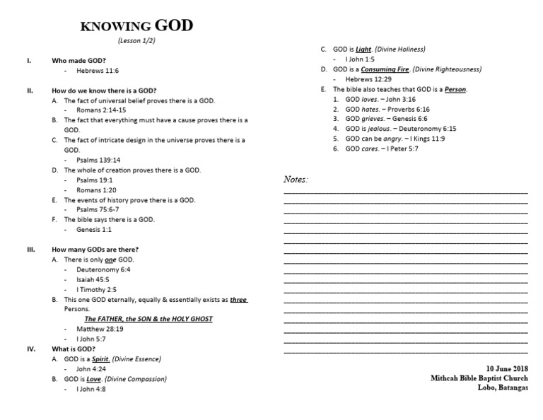 Knowing GOD (Lesson 1 - 2) | PDF | God | Bible