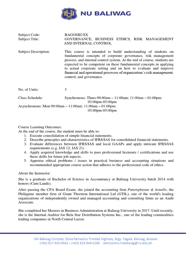 CM Week 1 and 2 ACT 102 | PDF | Internal Control | Sarbanes–Oxley Act