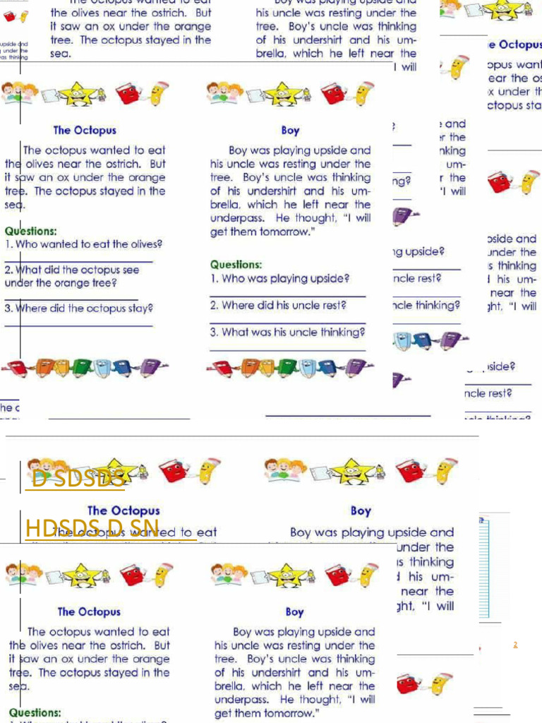 English Reading And Comprehension Pdf