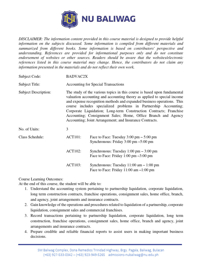 Course Materials BADVAC2X Week11 | PDF | Debits And Credits | Service Industries