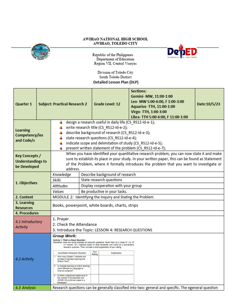 DLP-PR-2-Week 4-4 | PDF | Lesson Plan | Behavior Modification