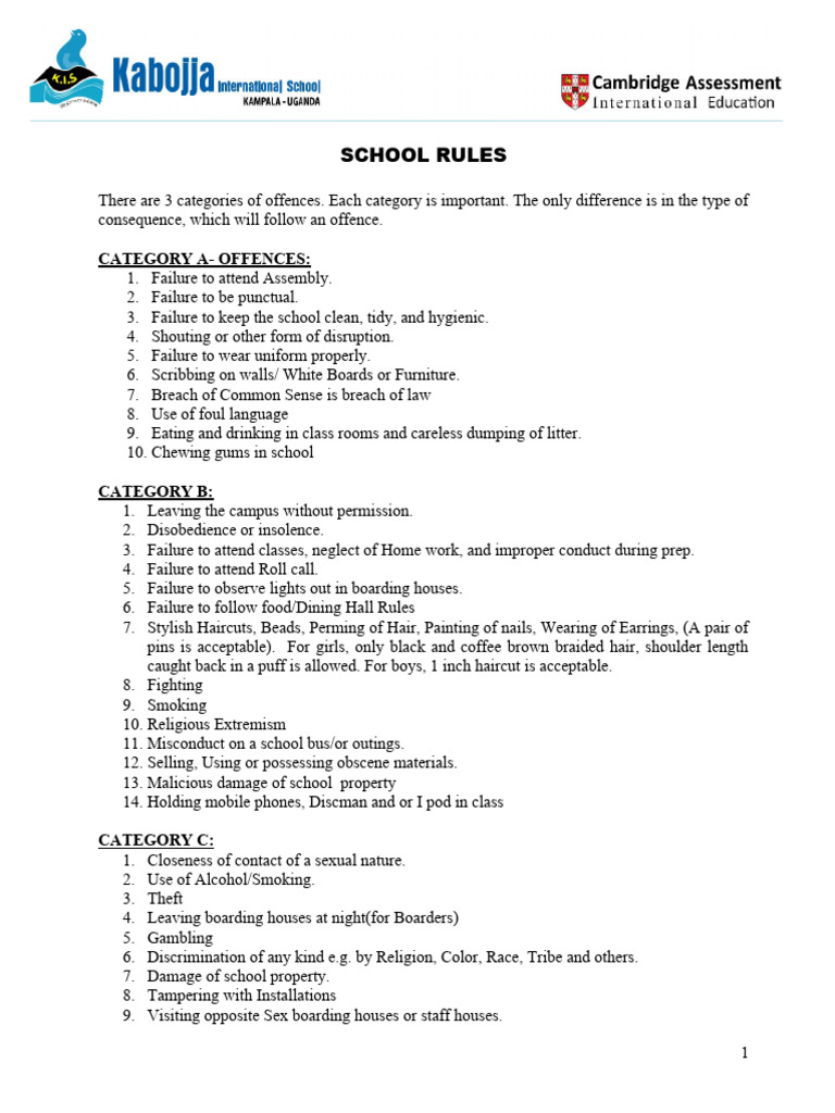 School Rules and Regulations | PDF | Justice | Crime & Violence