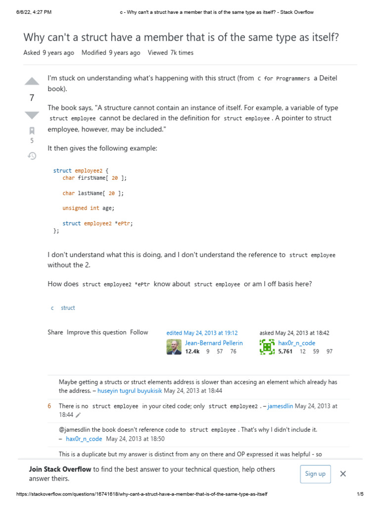 Why Structs Can't Contain Themselves | PDF | Pointer (Computer Programming) | Computer Science