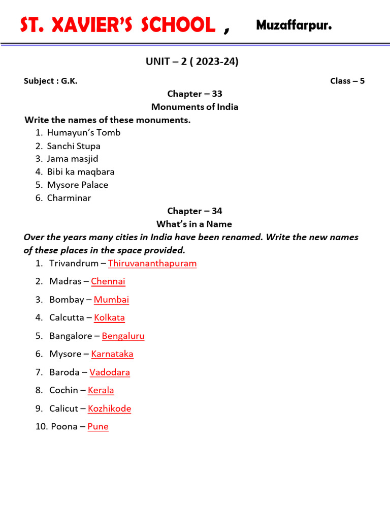 Class 5 GK (CH 33 To 40) | PDF