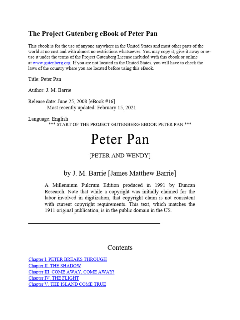 Peter Pan | PDF | Peter Pan | Peter And Wendy