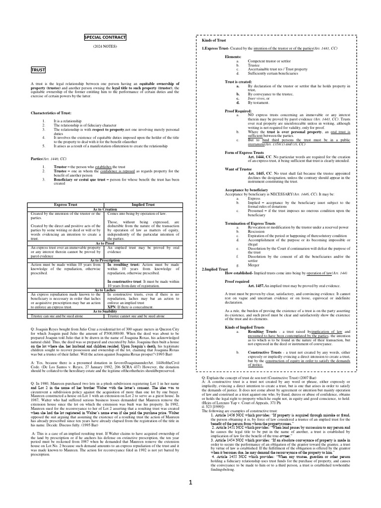 7-Special Contract | PDF | Trust Law | Law Of Agency