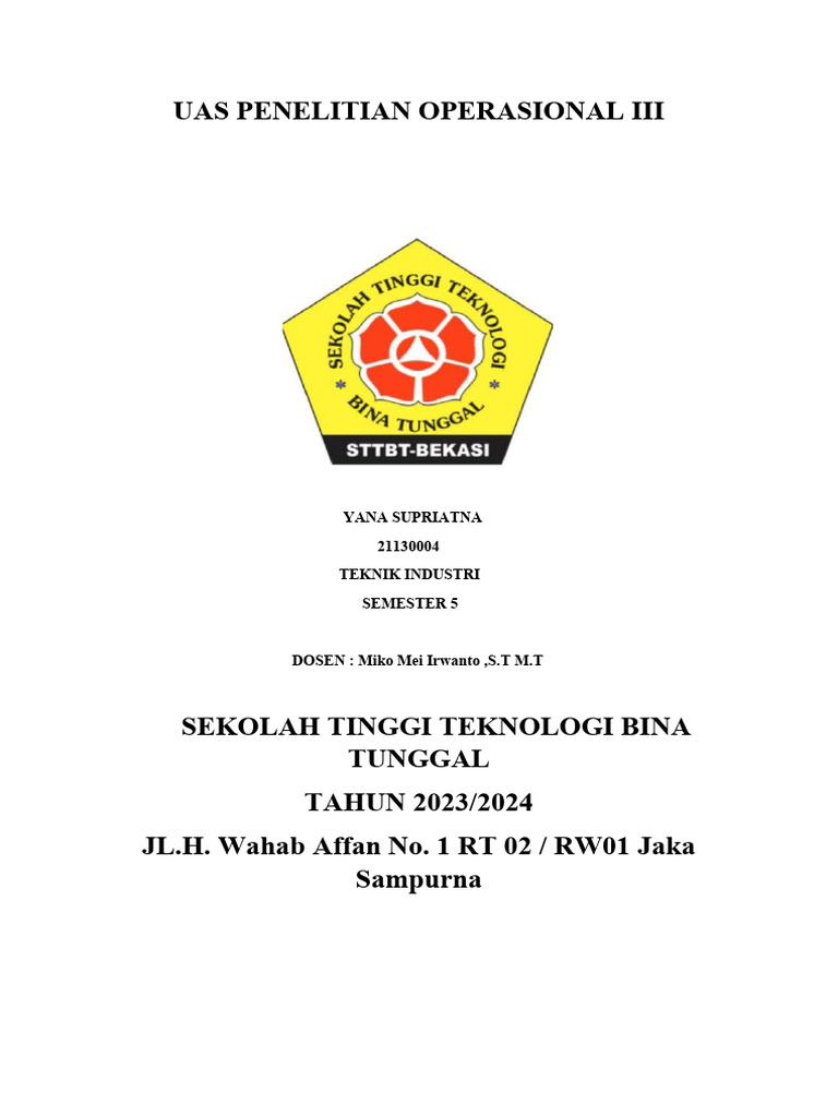 Uas Penelitian Operasional Iii | PDF