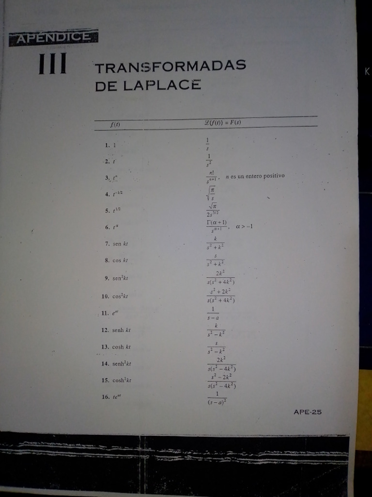 Formulario Transformada de Laplace | PDF
