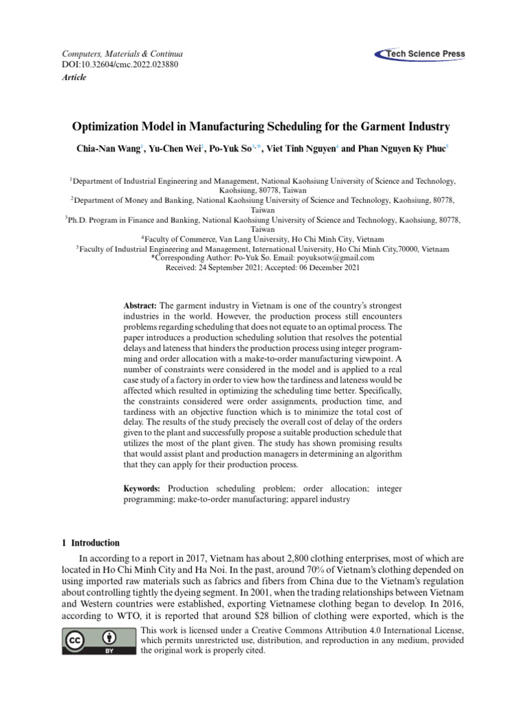 Optimization Model In Manufacturing Scheduling For Download Free Pdf Scheduling Production