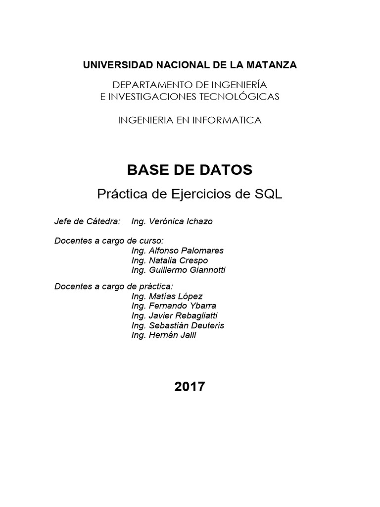 Práctica SQL | PDF | SQL | Bases de datos
