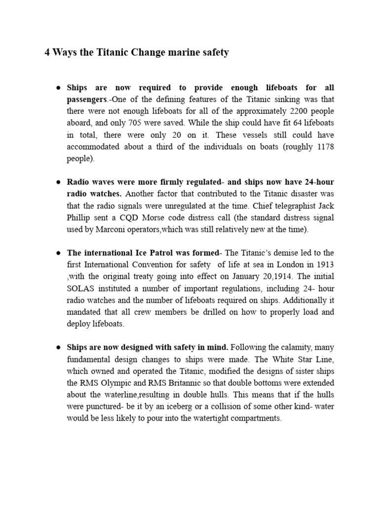 4 Ways The Titanic Change Marine Safety | PDF