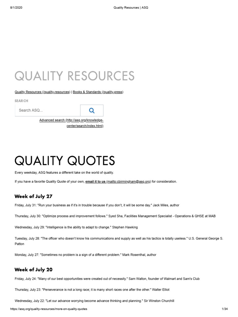 Daily Quality Quotes from ASQ | PDF | Salary