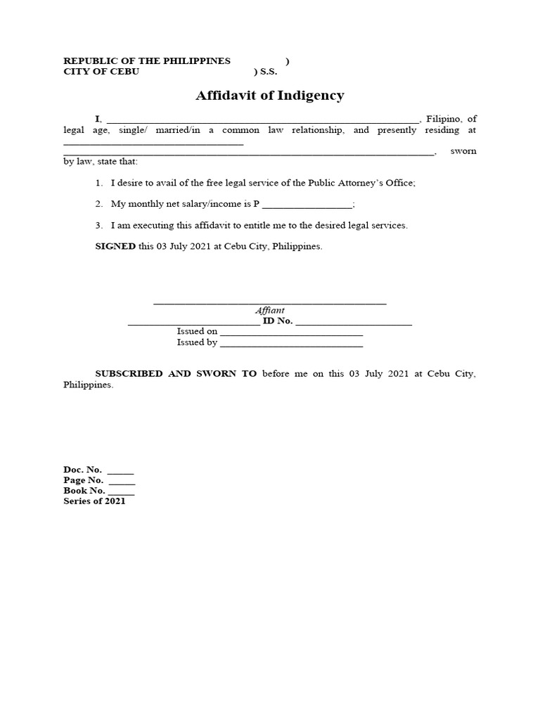 Affidavit of Indigency | PDF