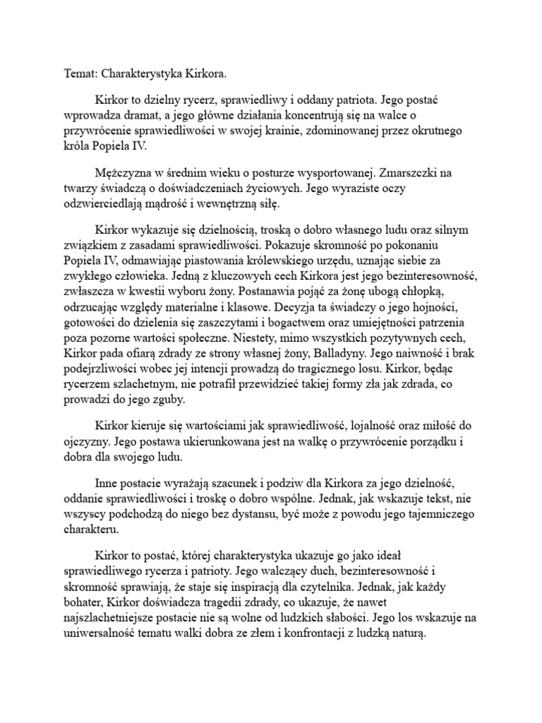Charakterystyka Kirkor | PDF