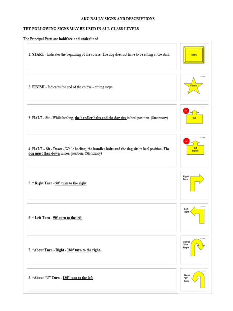 AKC Rally Course Signs Overview | PDF