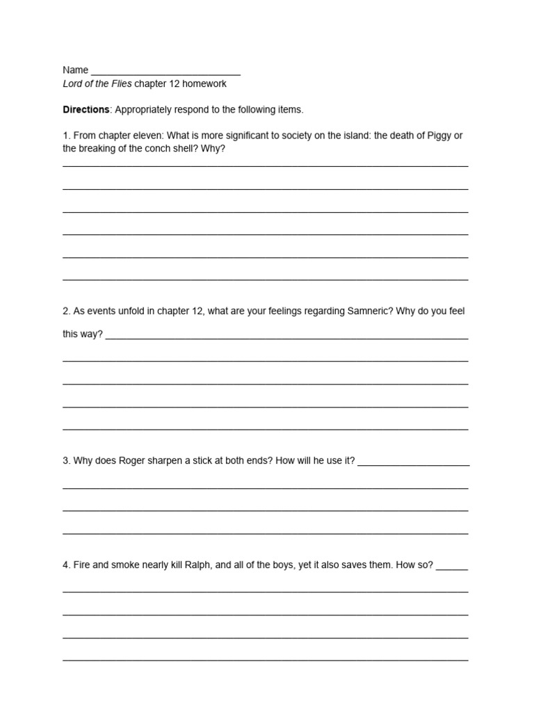 Chapter 12 Analysis of Lord of the Flies | PDF | Games & Activities