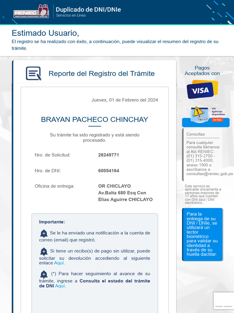 Duplicado de DNI - DNIe - BRAYAN PACHECO | PDF | Informática | ciberespacio