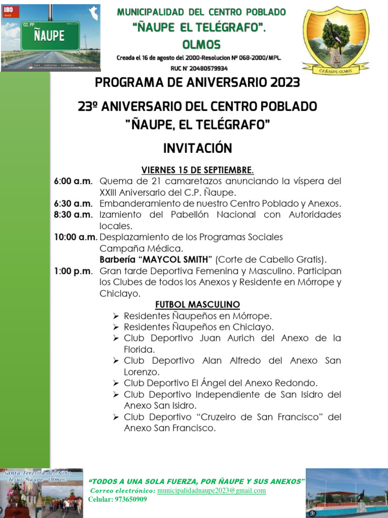 Programa de Aniversario 2023 | PDF