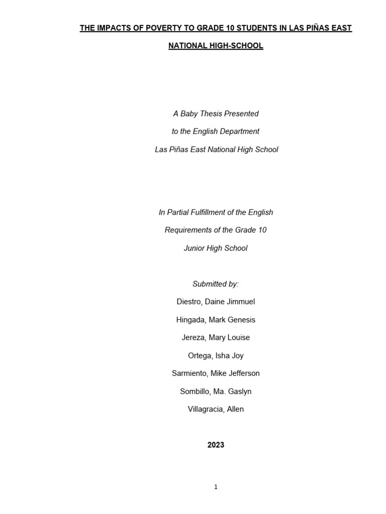 Thesis Final Edit | PDF | Socioeconomic Status | Poverty