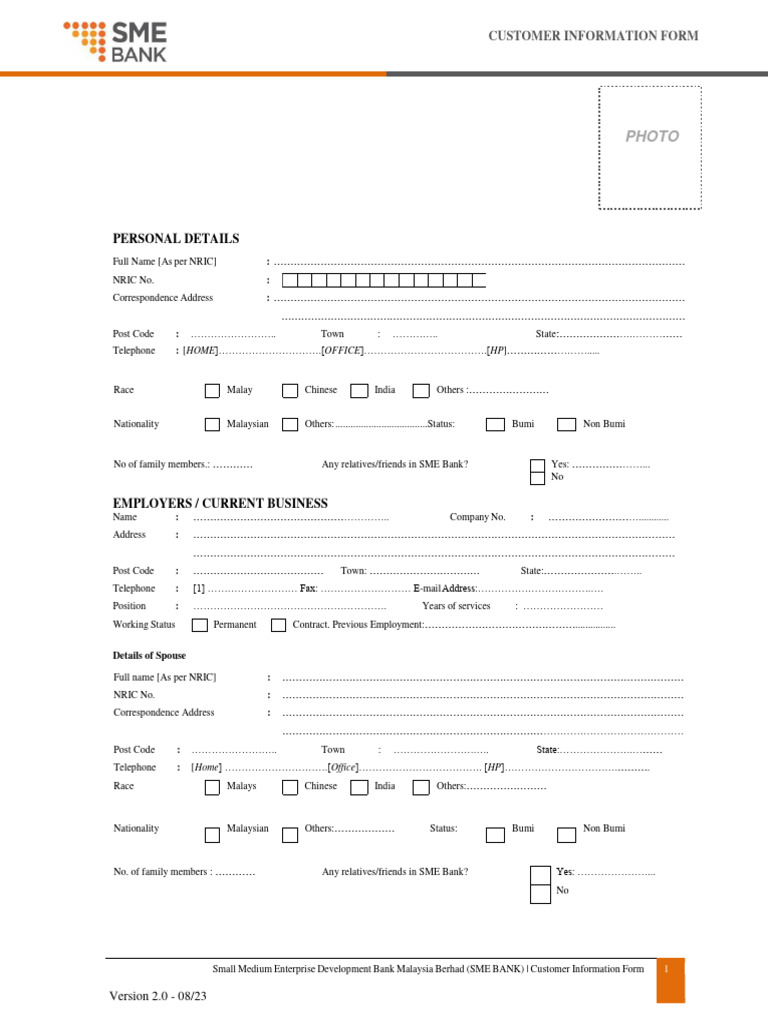 Customer Information Form 051115 Pdf Banks Small And Medium Sized 0690