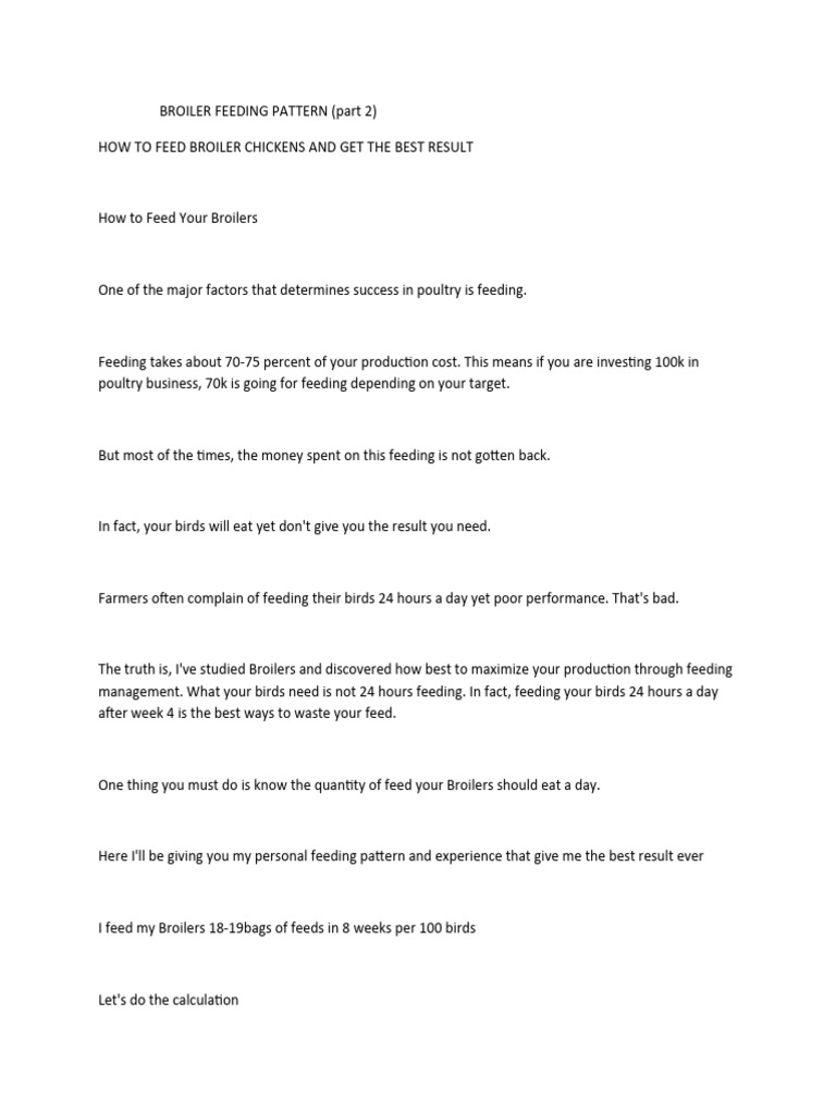 Broiler Feeding Pattern2 | PDF | Poultry Farming | Broiler