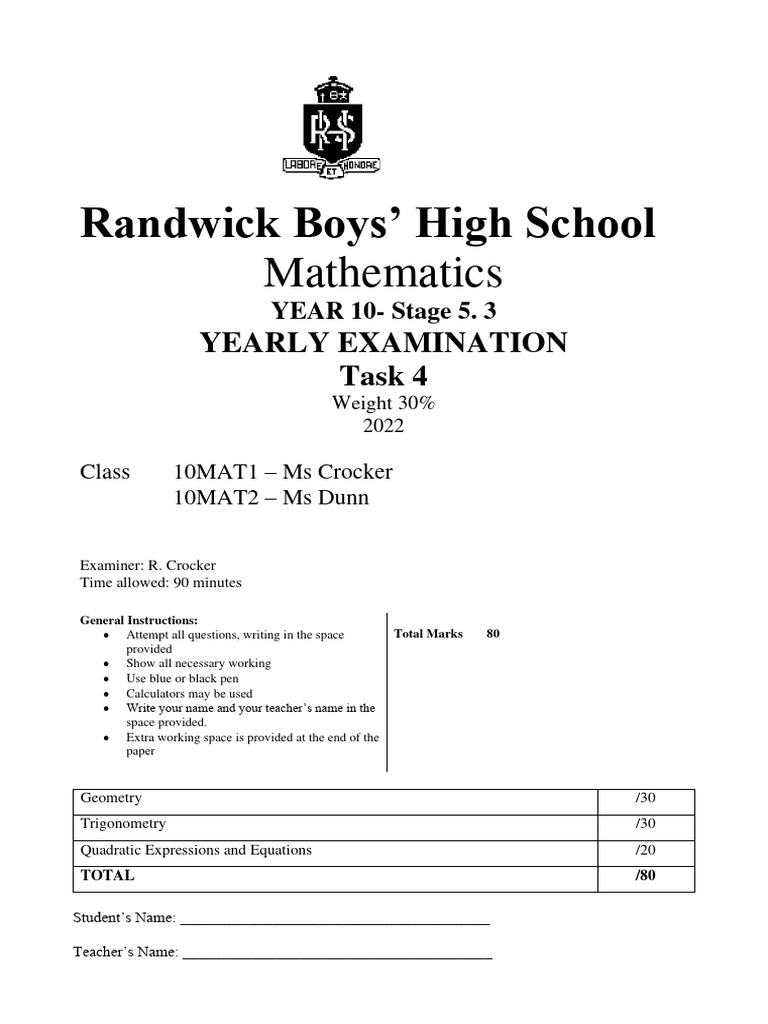 10 5.3 Task 4 Yly 2022 Best Version | PDF | Triangle | Circle