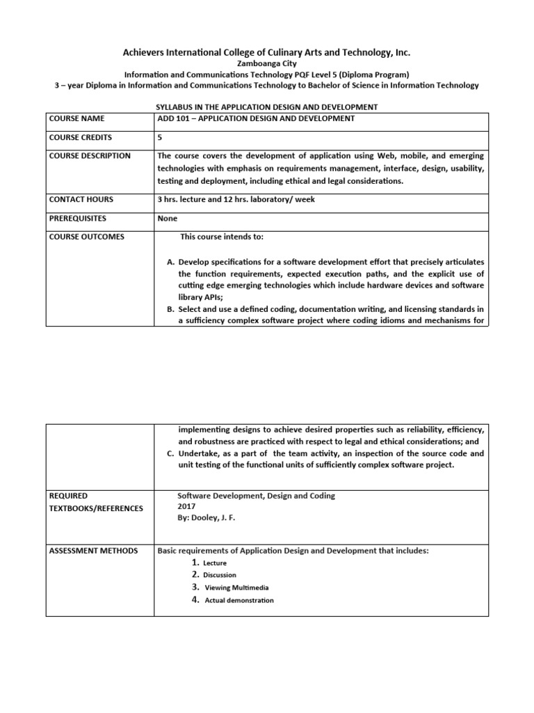 ADD 101 - Application Design and Development | Download Free PDF | Unit ...