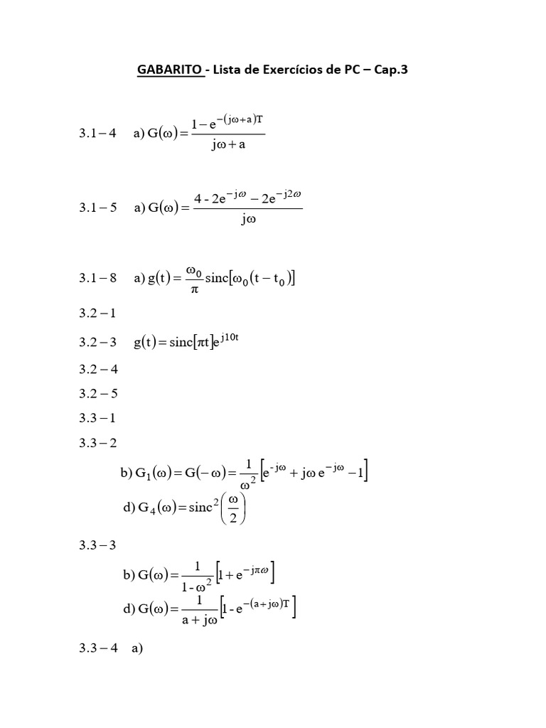 Gabarito Lista Cap3 | PDF