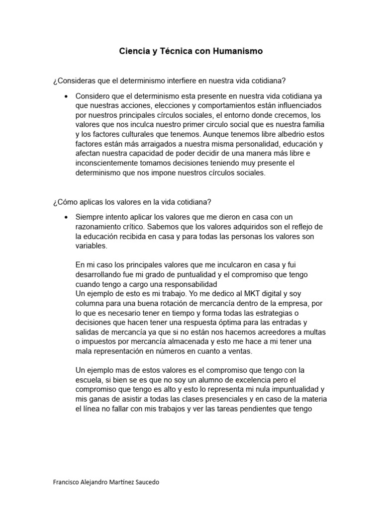 Ciencia y Técnica Con Humanismo DETERMINISMO | PDF | Libre albedrío | Determinismo