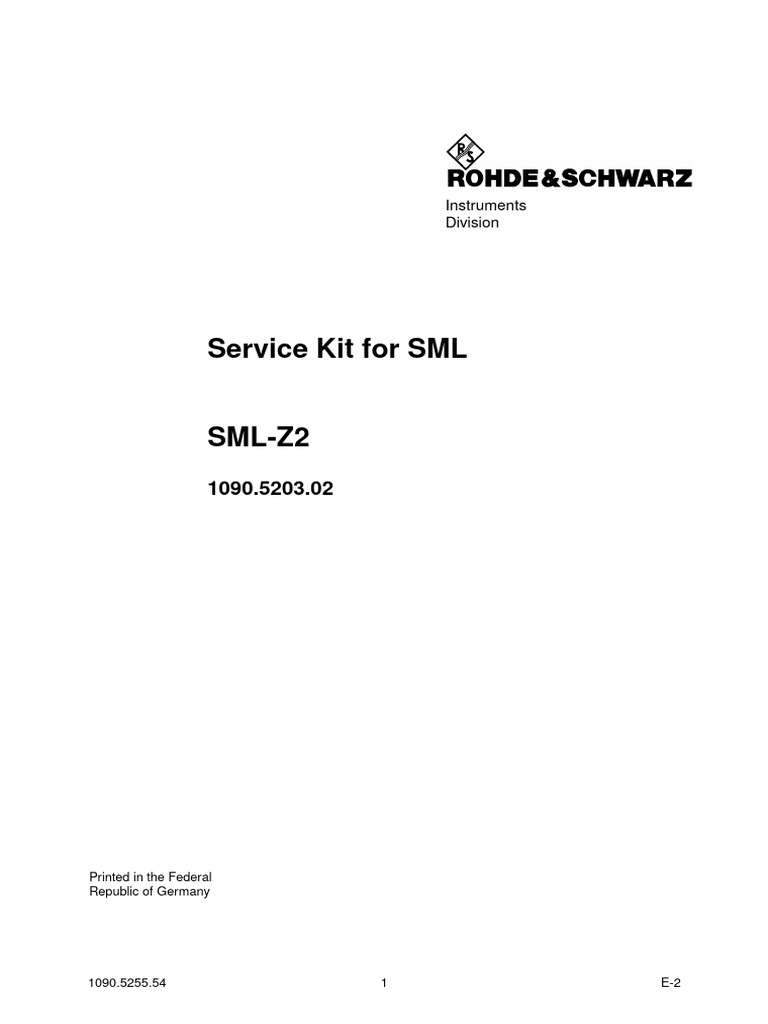 R&S SML-Z2 service kit | PDF | Calibration | Microsoft Windows