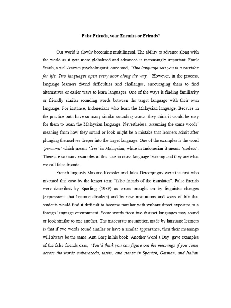 Understanding False Friends in Language Learning | PDF | Second ...