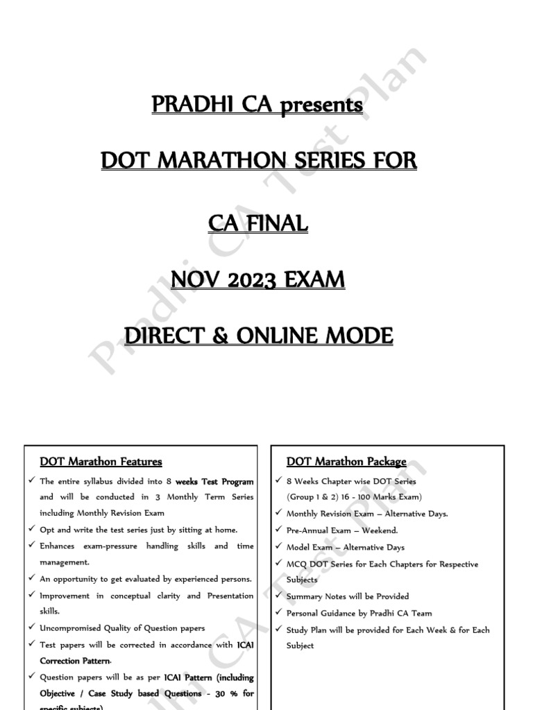 Pradhi CA's DOT Marathon for Nov 2023 | PDF | Taxes | Mergers And ...