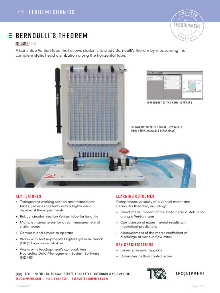 H5 Bernoulli | PDF | Flow Measurement | Pressure Measurement