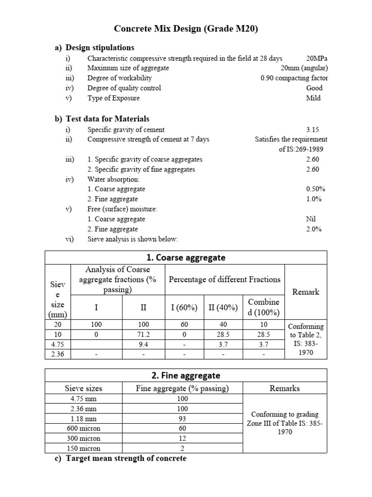 Concrete Mix Design | PDF | Concrete | Construction Aggregate