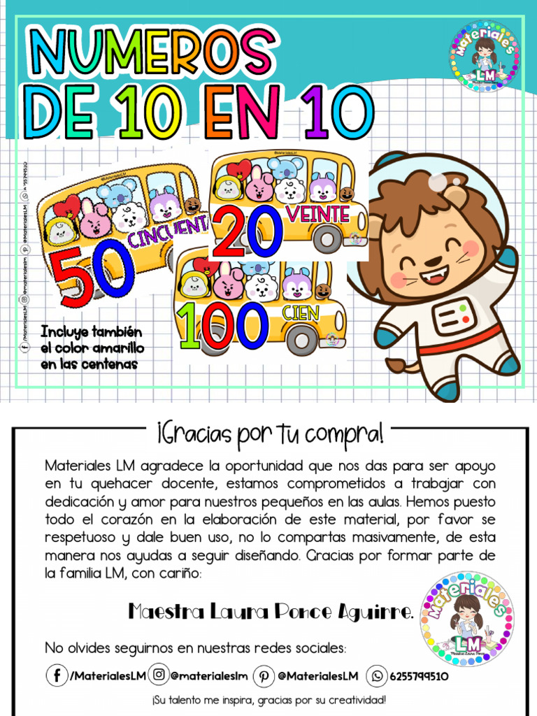 Números de 10 en 10 para imprimir | PDF